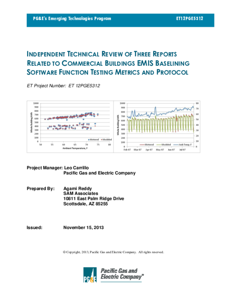 Energy Management and Information System Software Technology Assessment ...