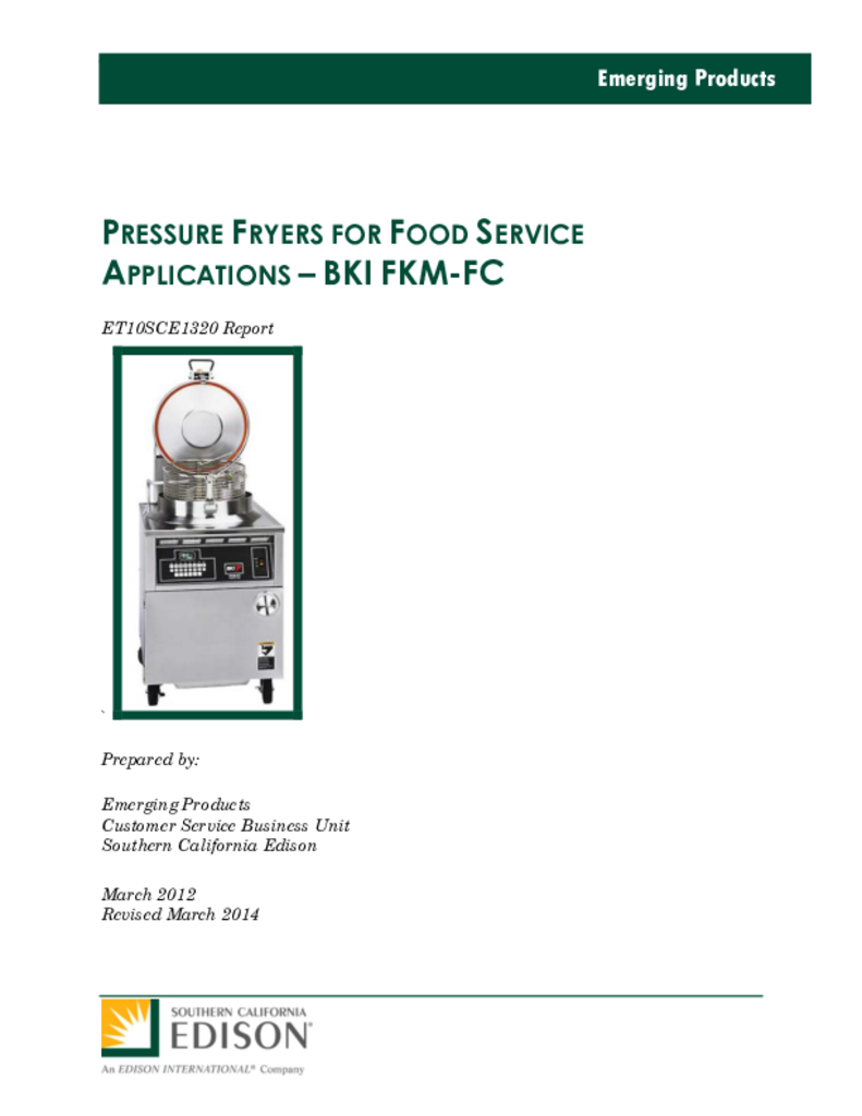 Pressure Fryers for Food Service Applications | ETCC