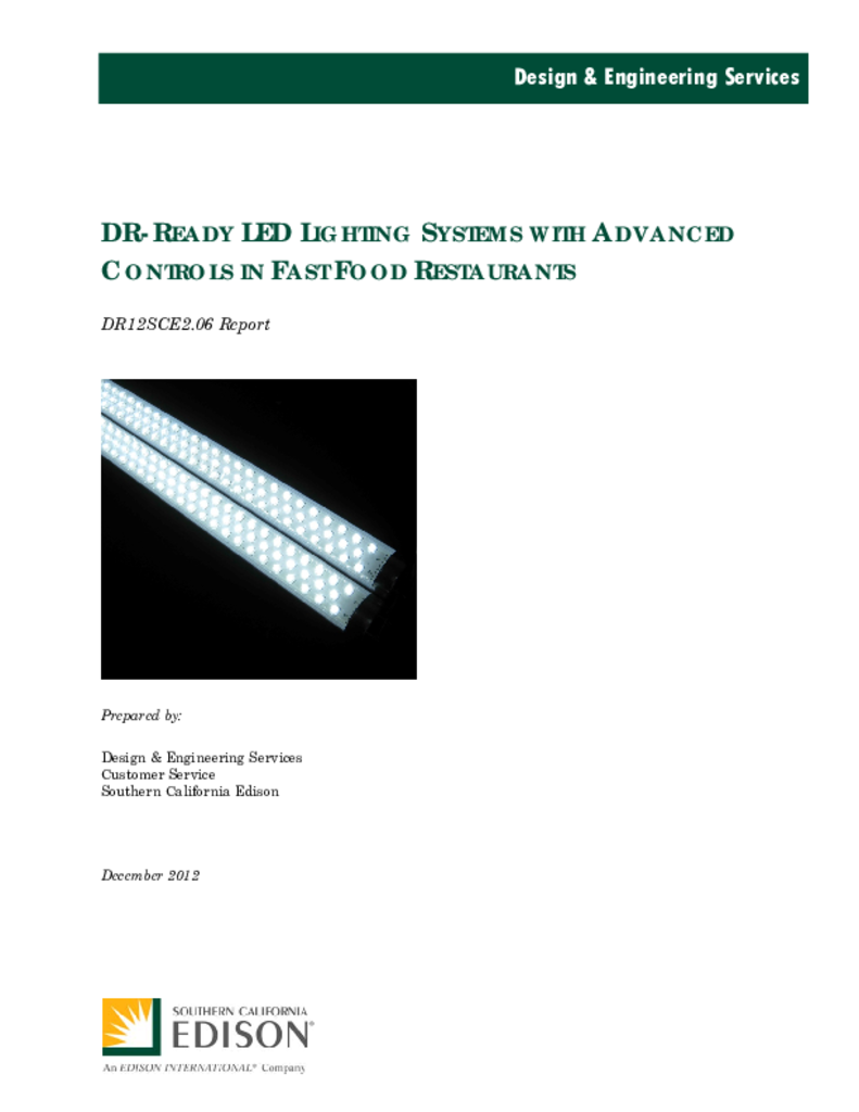 DR-Ready LED Lighting Systems with Advanced Controls in Fast Food ...