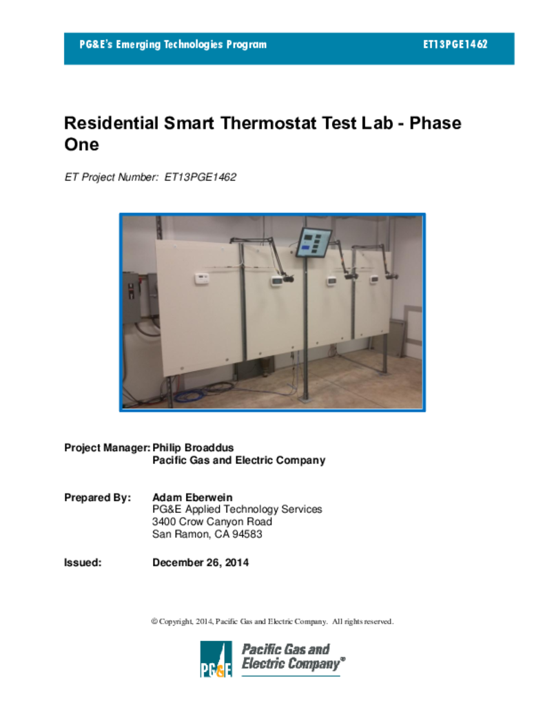 Smart Thermostat Lab Testing - Phase One | ETCC