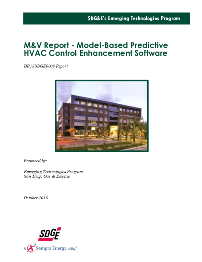 Model-Based Predictive HVAC Control Enhancement Software | ETCC