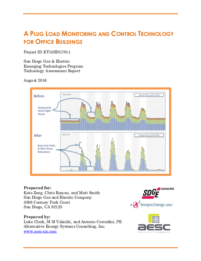 A Plug Load Monitoring and Control Technology for Office Buildings | ETCC