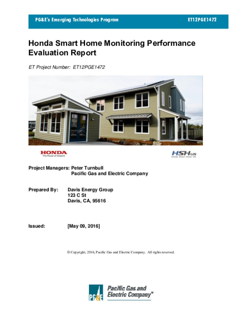 Honda Smart Home Monitoring Performance Evaluation Report | ETCC