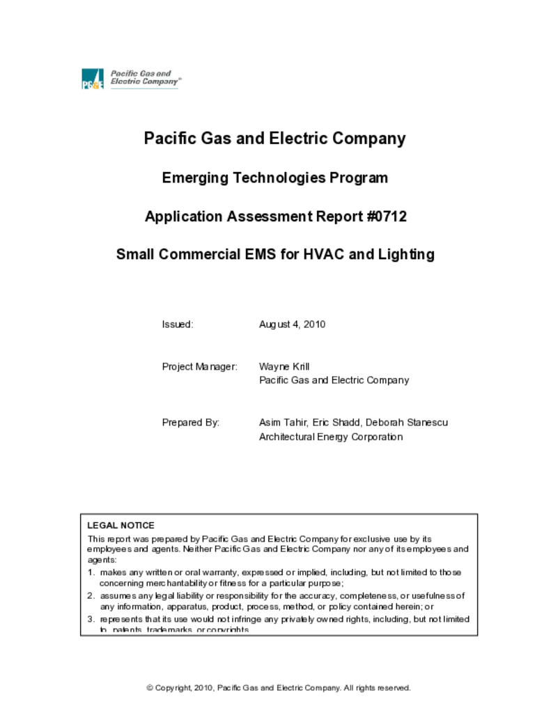 Small Commercial Energy Management Systems (EMS) for HVAC and Lighting ...
