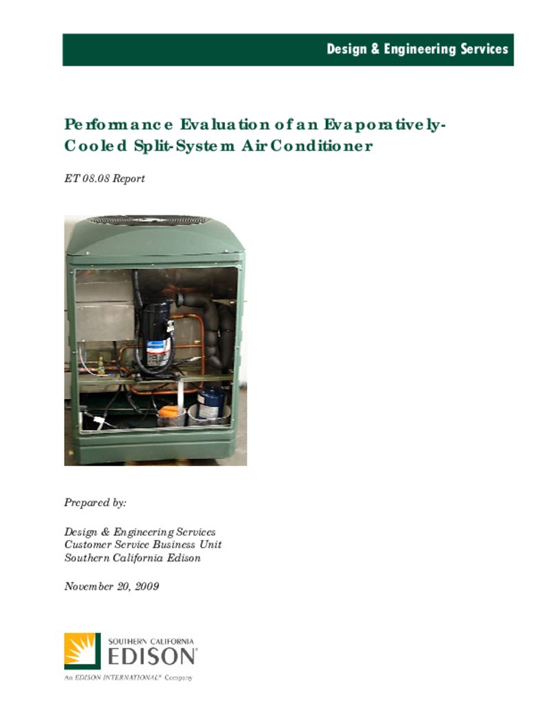 Performance Evaluation of an Evaporatively-Cooled Split-System Air ...