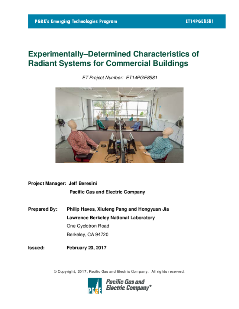 Experimentally-Determined Characteristics of Radiant Systems for ...