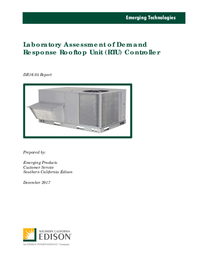 Laboratory Assessment of Demand Response RTU Controller | ETCC