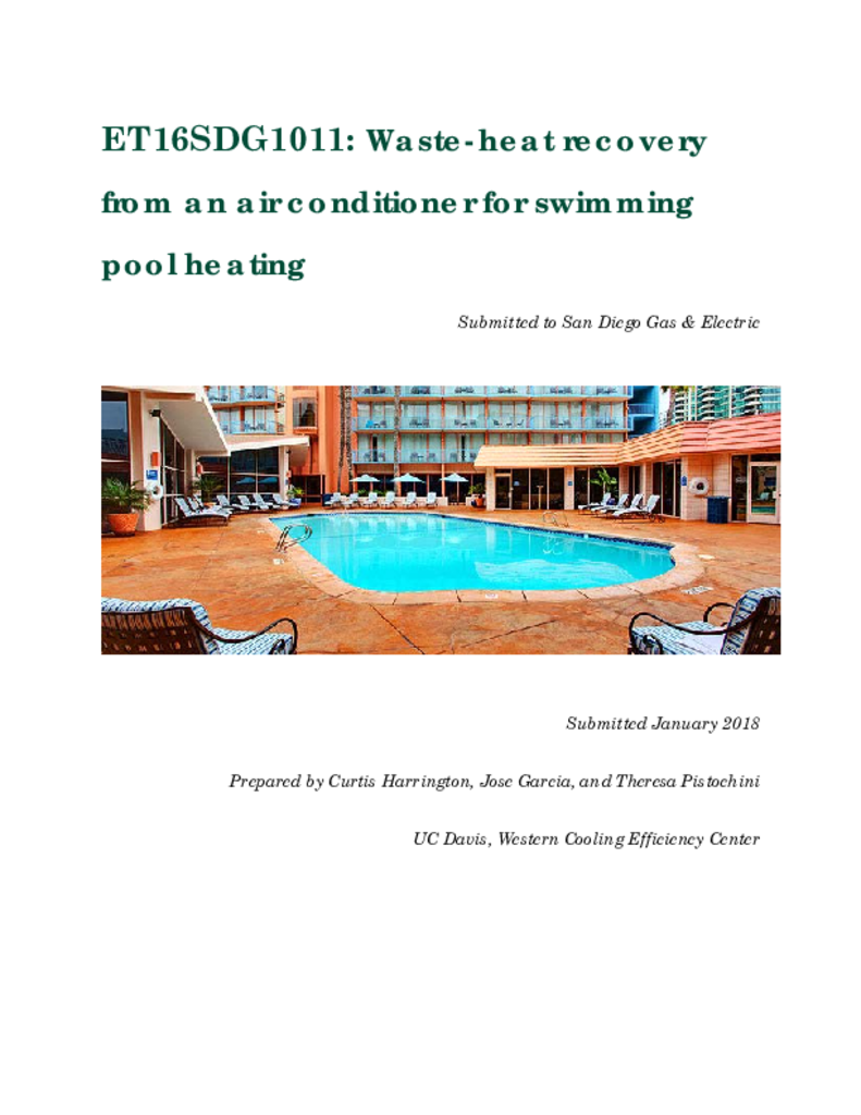 Waste-heat recovery from an air conditioner for swimming pool heating ...