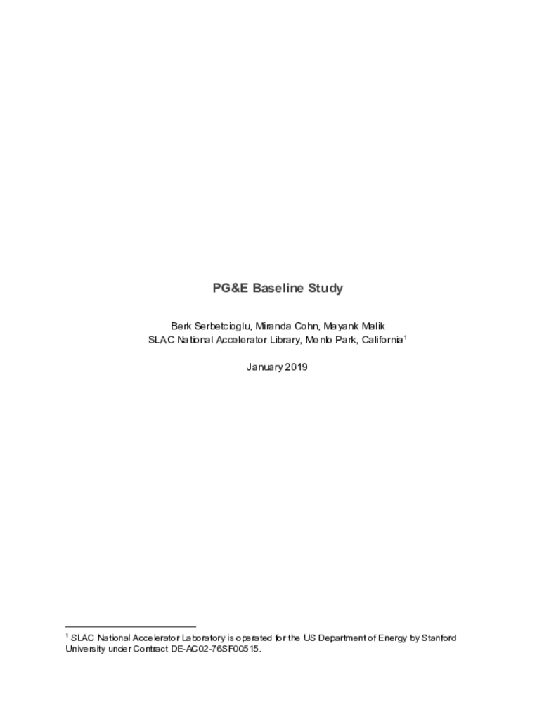 PG&E DR Baseline Study | ETCC