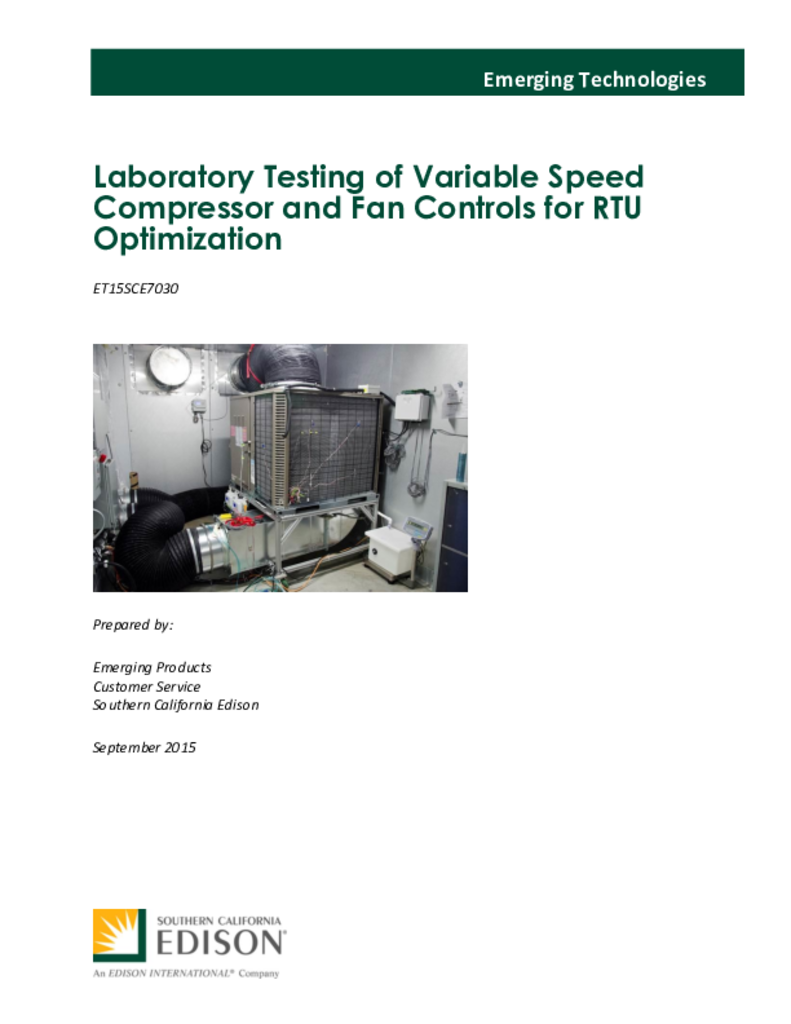 ET15SCE7030 - Laboratory Testing of Variable Speed Compressor and Fan ...