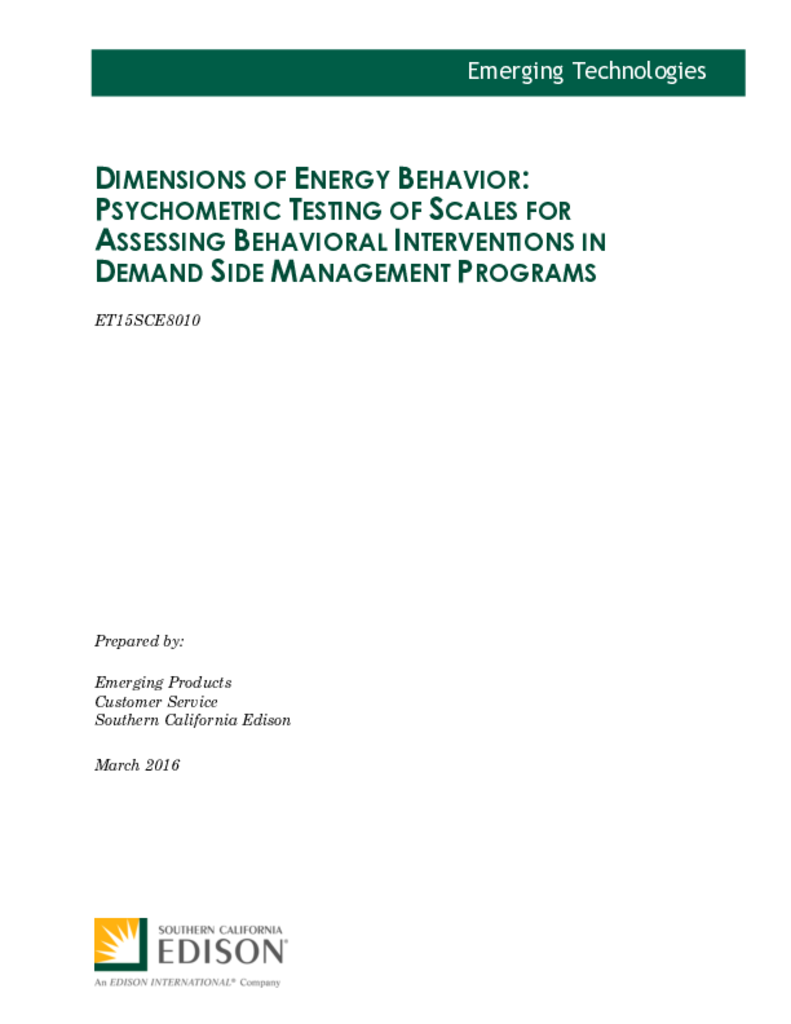 ET15SCE8010 - Dimensions of Energy Behavior: A ToolKit for Assessing ...