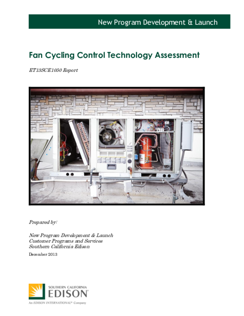 ET13SCE1050 - RTU Retrofit Technologies Assessment (RTU Supply Fan ...