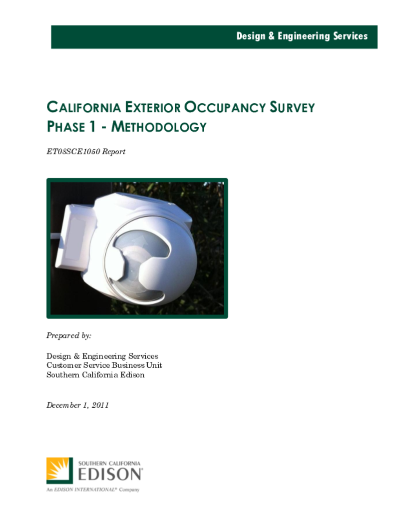 ET08SCE1050 - California Exterior Lighting Occupancy Survey | ETCC